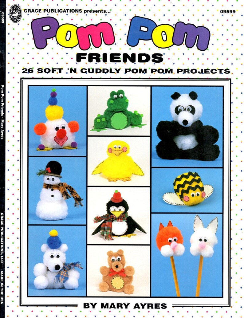 Pom Pom Friends 26 Soft Sculpture Animals Panda Bear Penguin Snowman ...