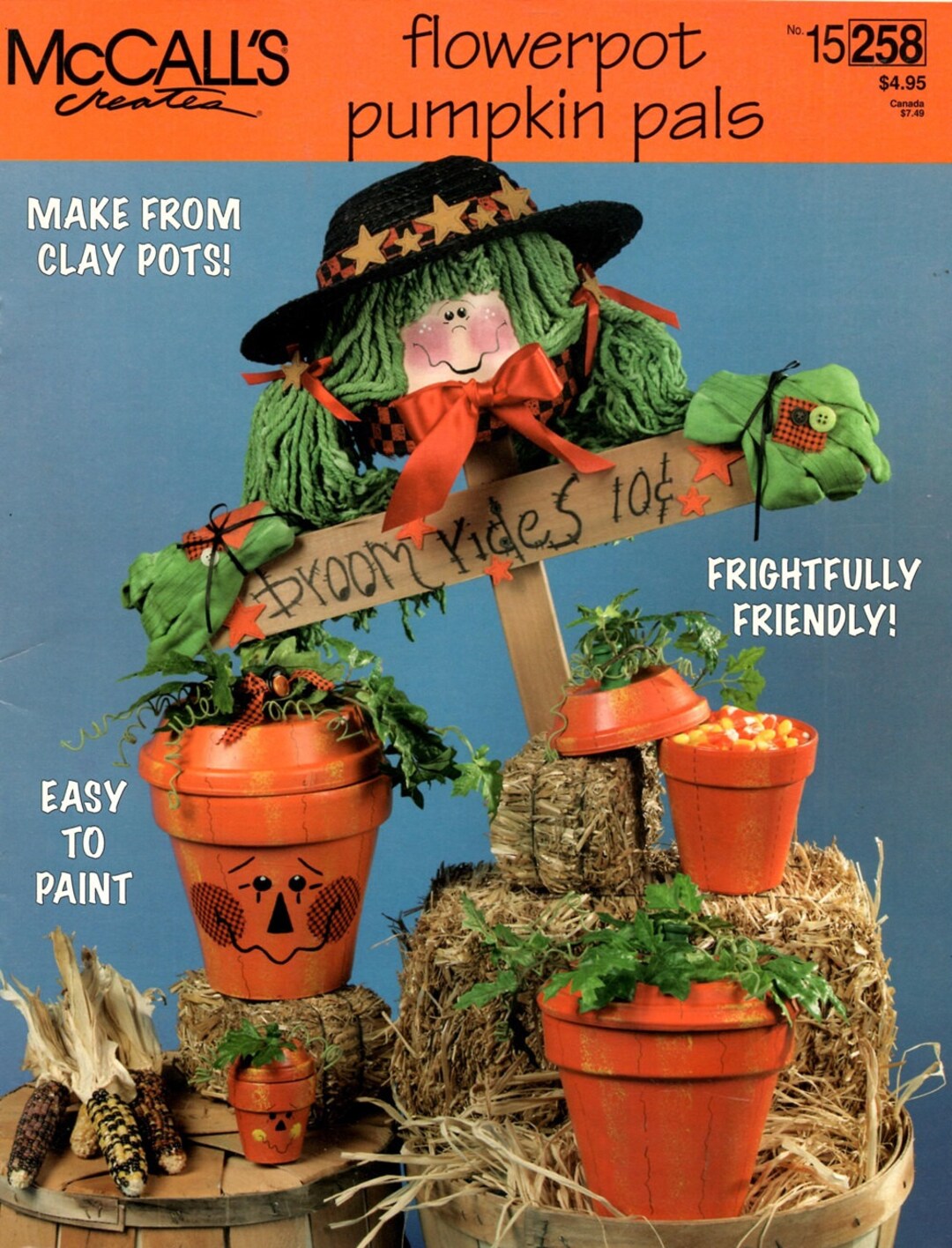 Flowerpot Pumpkin Pal Painted Clay Halloween Candy Dish Ghost Spider ...