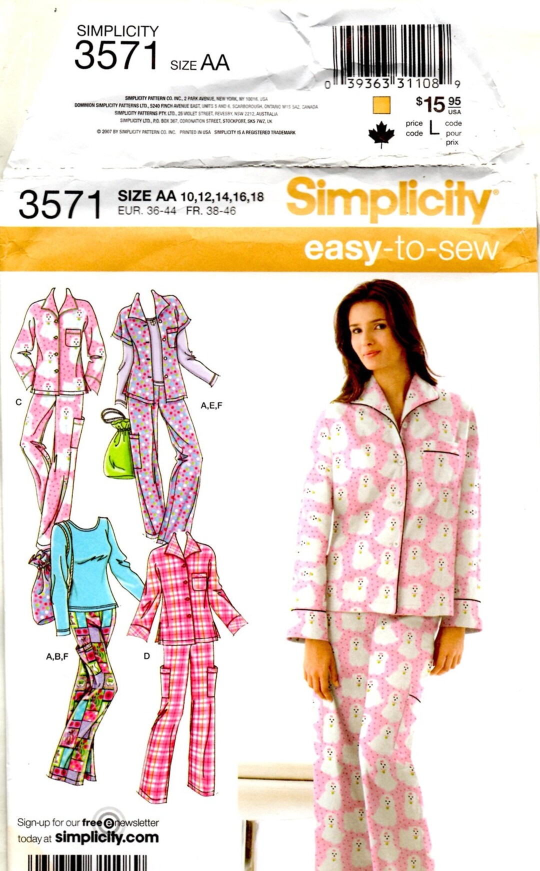 Women Pajama Bag Button Front Breast Pant Pocket Short Long Sleeve ...