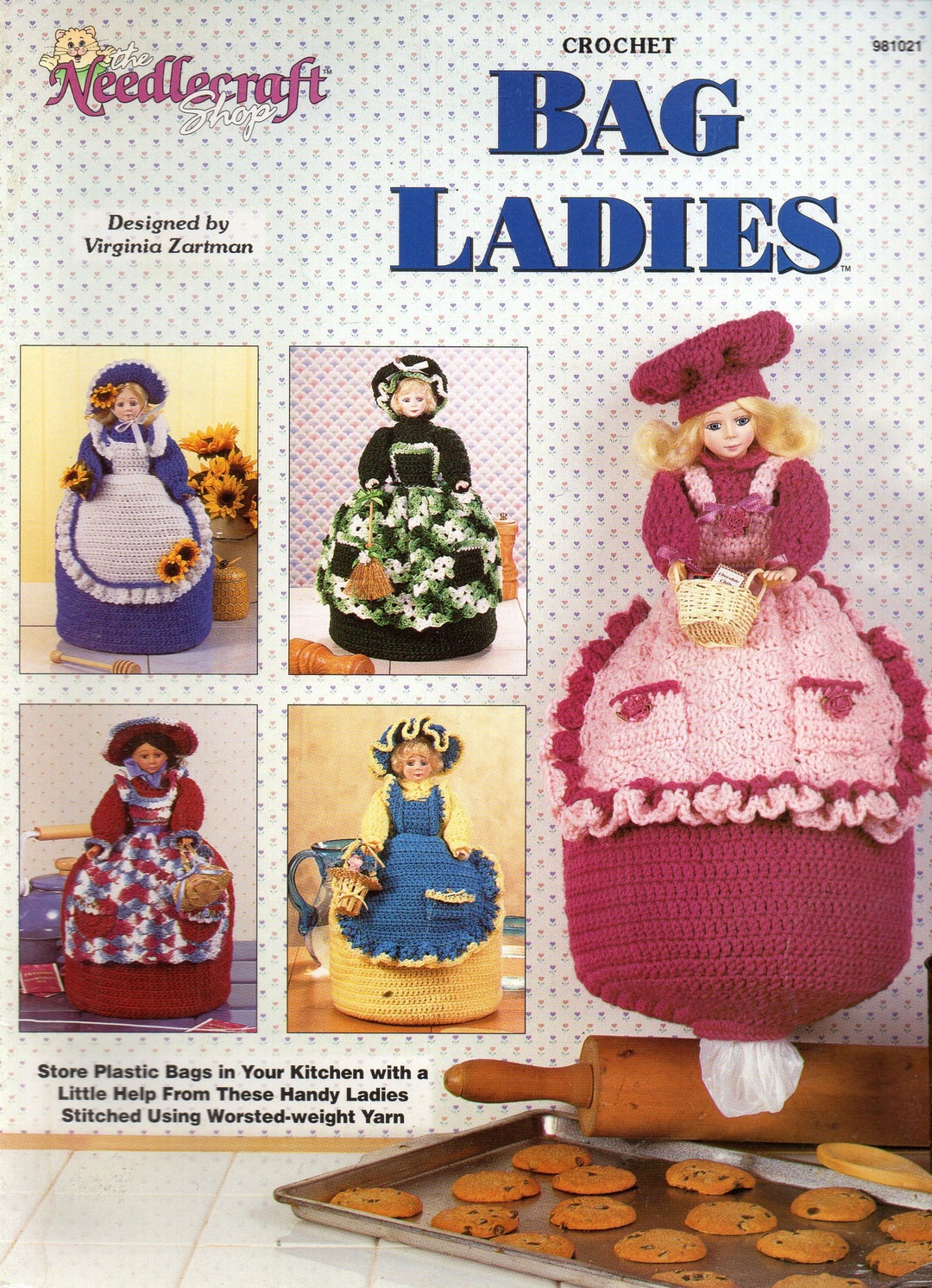 Bag Ladies Crochet Plastic Bag Organizer Holder 5 Different Outfits ...