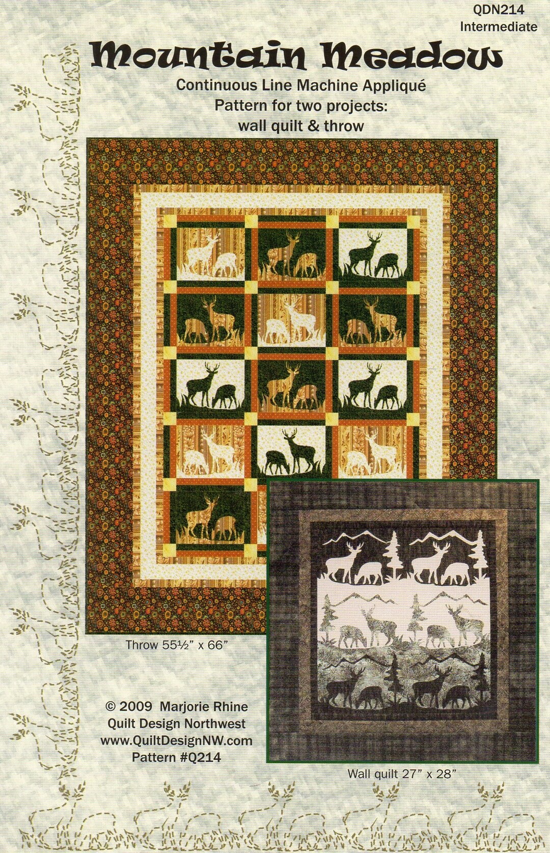Mountain Meadow Male Stag Female Deer Grazing 55 X 66 Inches Quilt 27 X ...