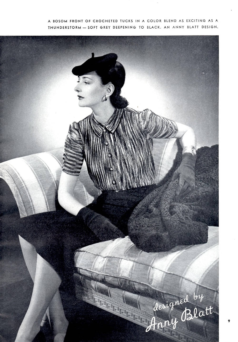 Crocheted Blouses With a French Accent Ruffled Front Filet Window Pane ...