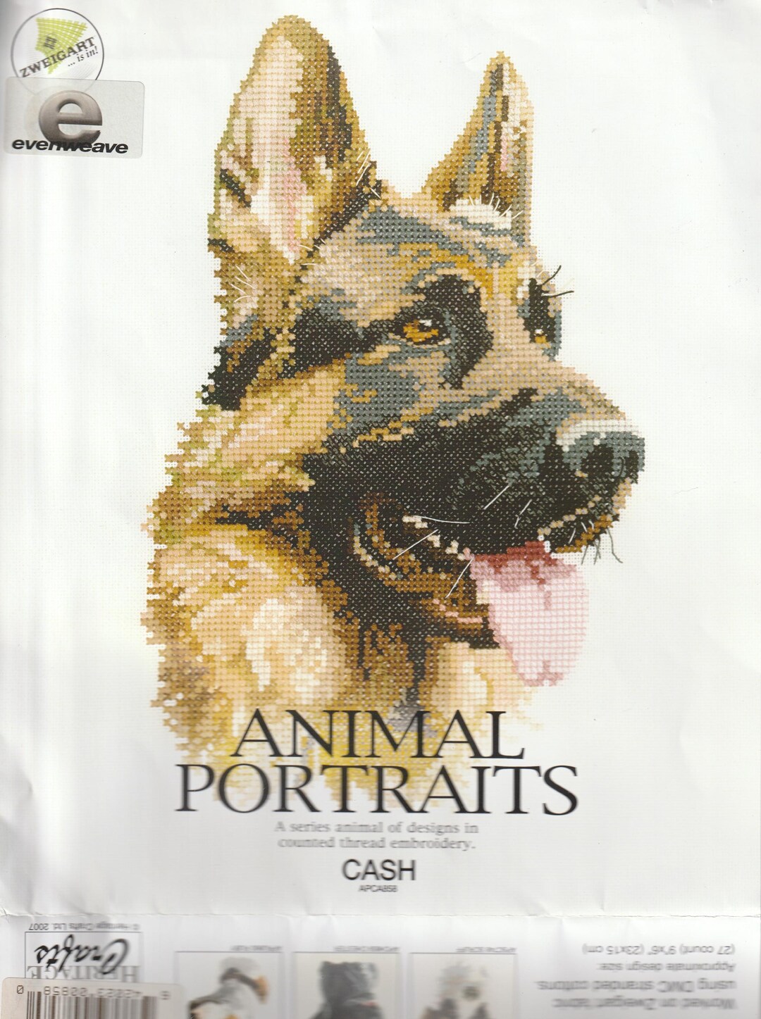 German Shepherd Named Cash Animal Head Counted Cross Stitch Embroidery ...