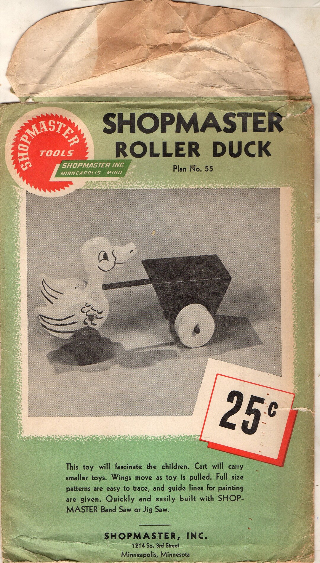 Shopmaster Roller Duck With Flapping Wings Pushing Wheeled Cart Uncut ...