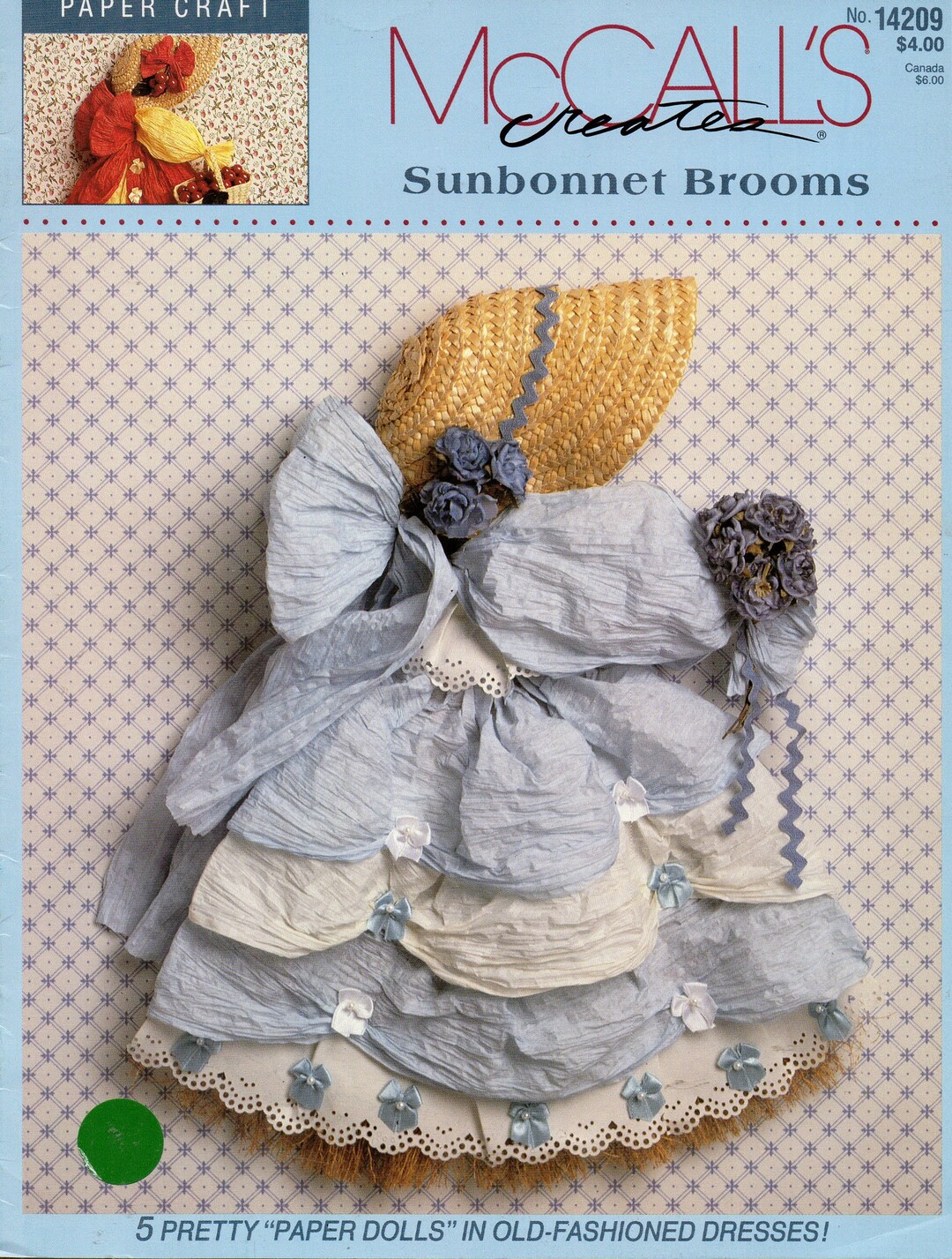 Sunbonnet Brooms Paper Dolls in Old Fashioned Dresses Mccall's Craft Sewing Pattern 14209 - Etsy