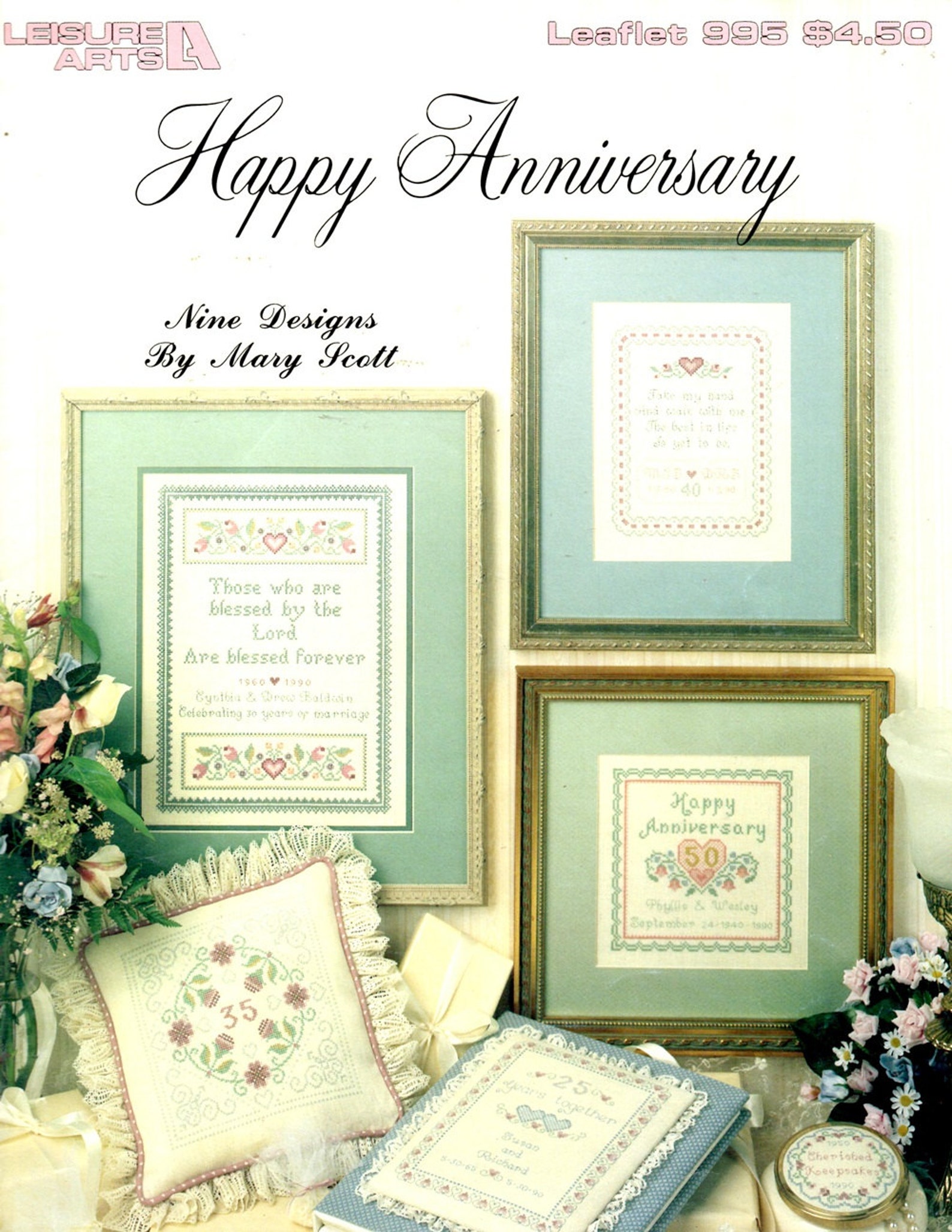 Happy Anniversary Personalized Samplers Names Dates Hearts | Etsy