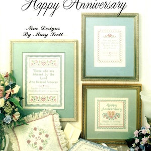 Happy Anniversary Personalized Samplers Names Dates Hearts | Etsy