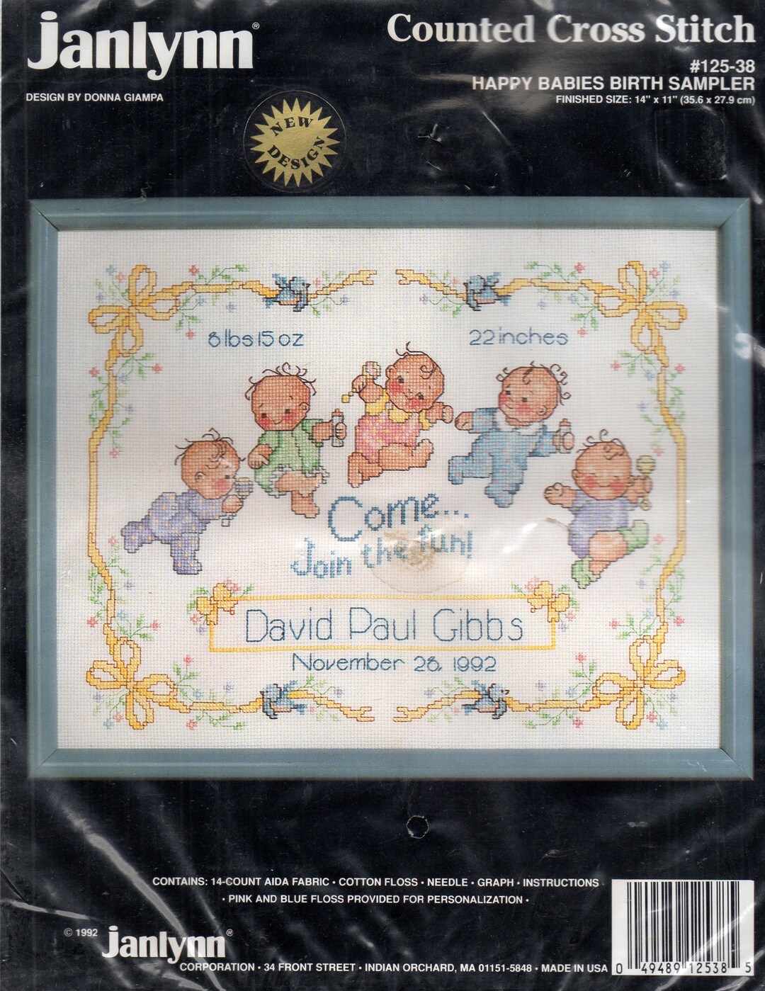 Happy Babies Birth Sampler Kit Personalized Counted Cross Stitch ...