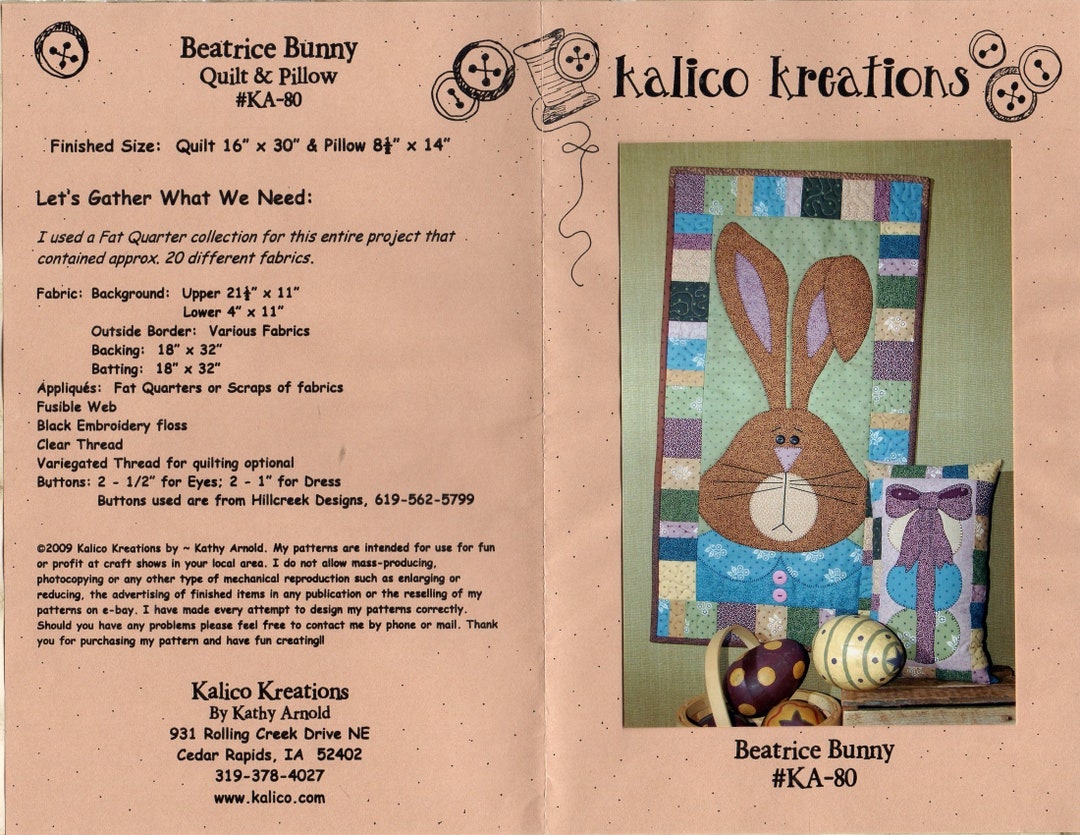 Beatrice Bunny Rabbit Quilted Wall Hanging 16 X 30 Inches or Pile of ...