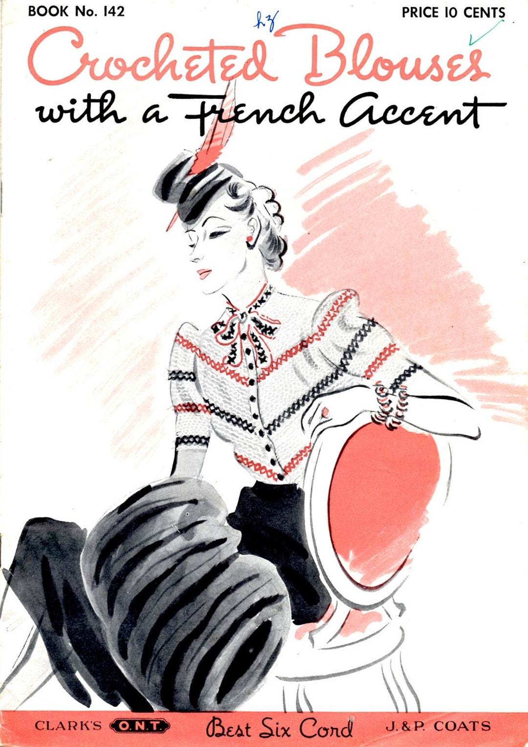 Crocheted Blouses With a French Accent Ruffled Front Filet Window Pane ...