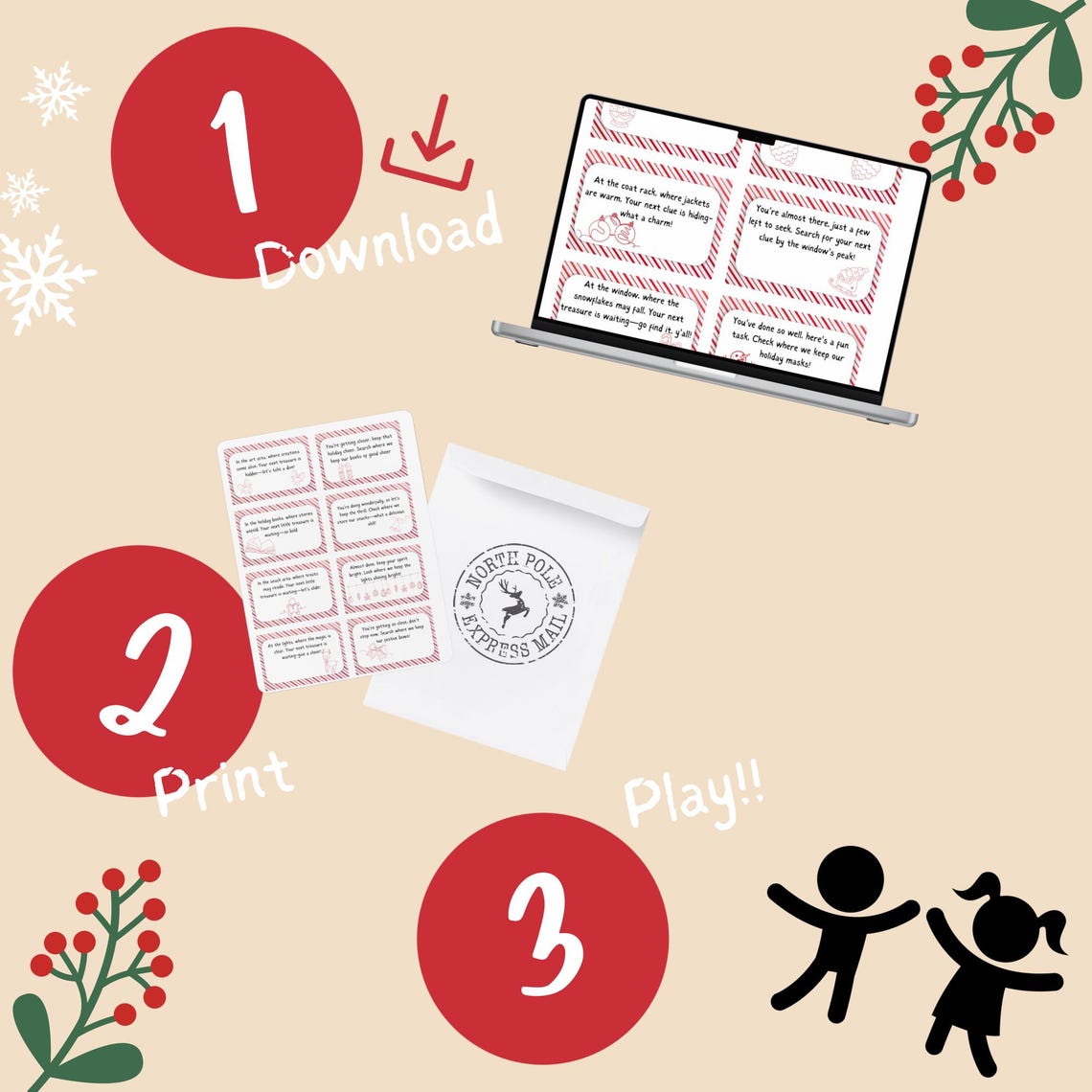 Editable PDF Christmas Scavenger Hunt Template for Kids | Fun Classroom ...