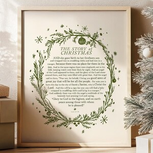 Scripture Christmas Story Print, Luke 2, Neutral Hand Drawn Art, Jesus ...