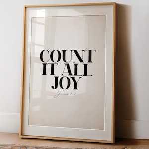 Count It All Joy Scripture Print, Minimal Neutral Bible Verse Art ...