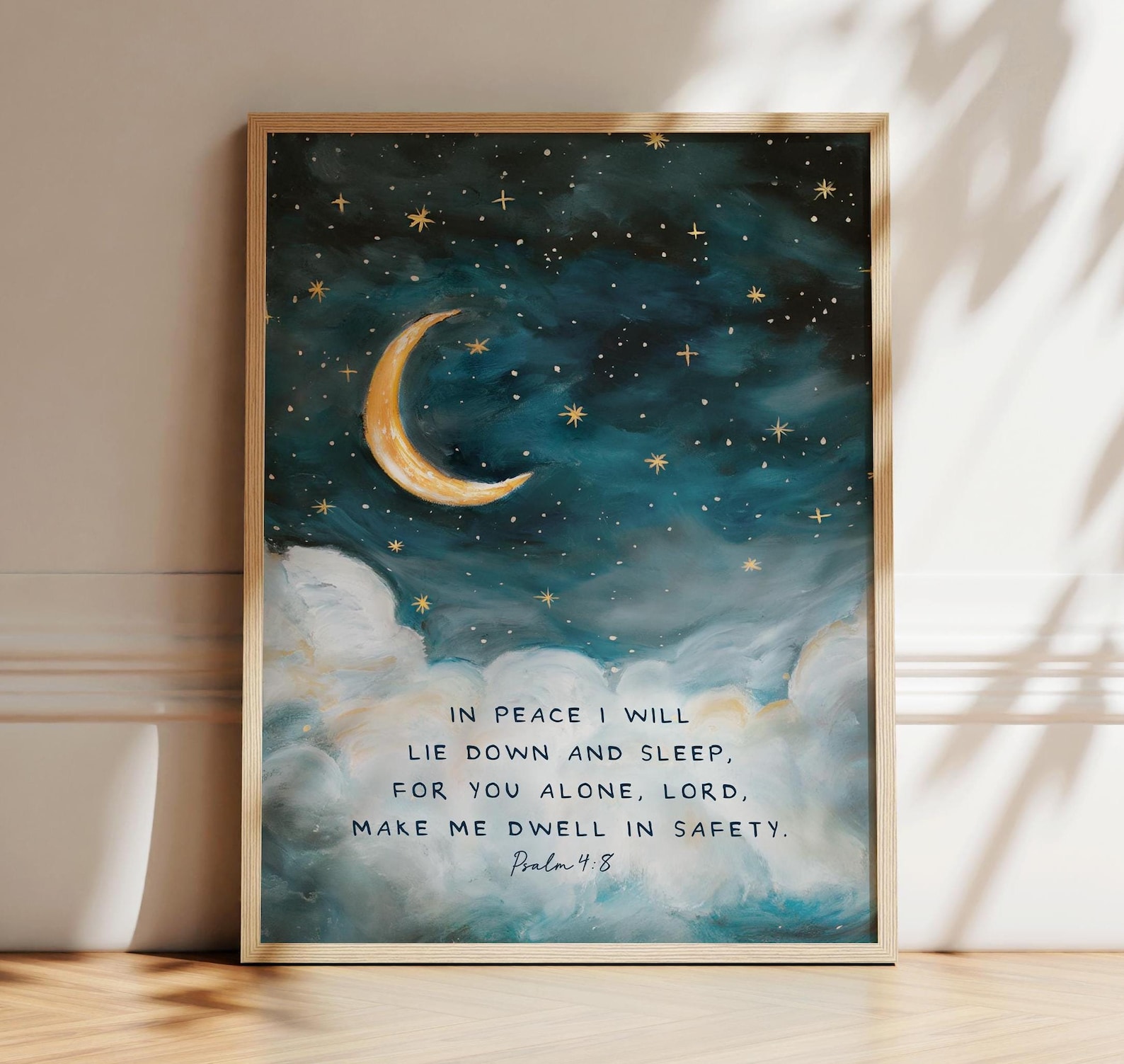 Psalm 4:8 Nursery, in Peace I Will Lie Down and Sleep, Moon and Stars ...