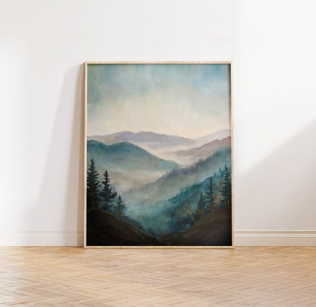 Smoky Mountains Painting, Appalachians Wall Art, Blue Ridge Print ...