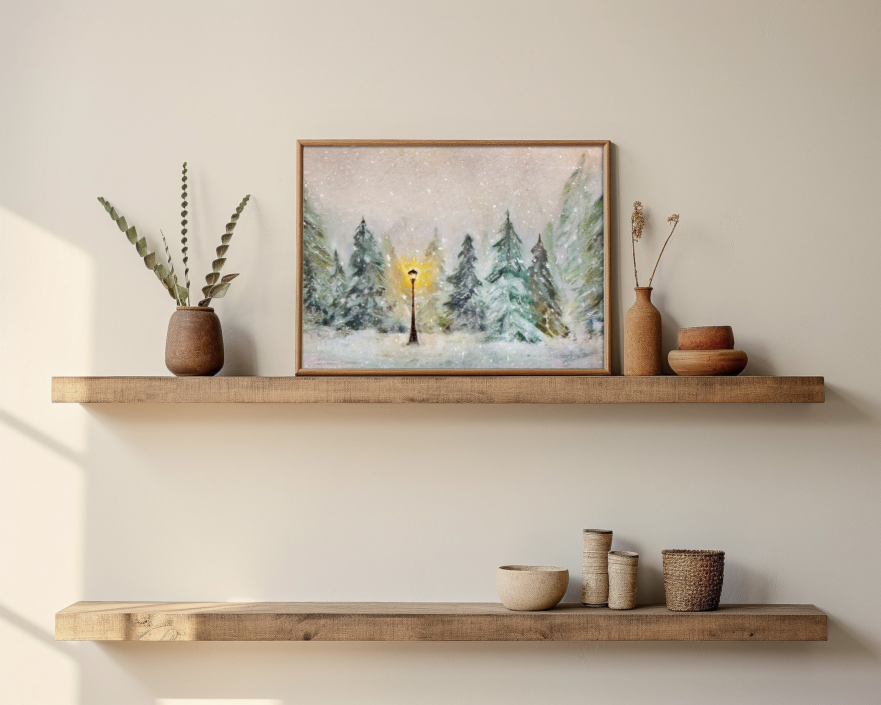 Narnia Lamppost, C.S. Lewis Print, Snow Pine Trees, Winter Wall Art ...