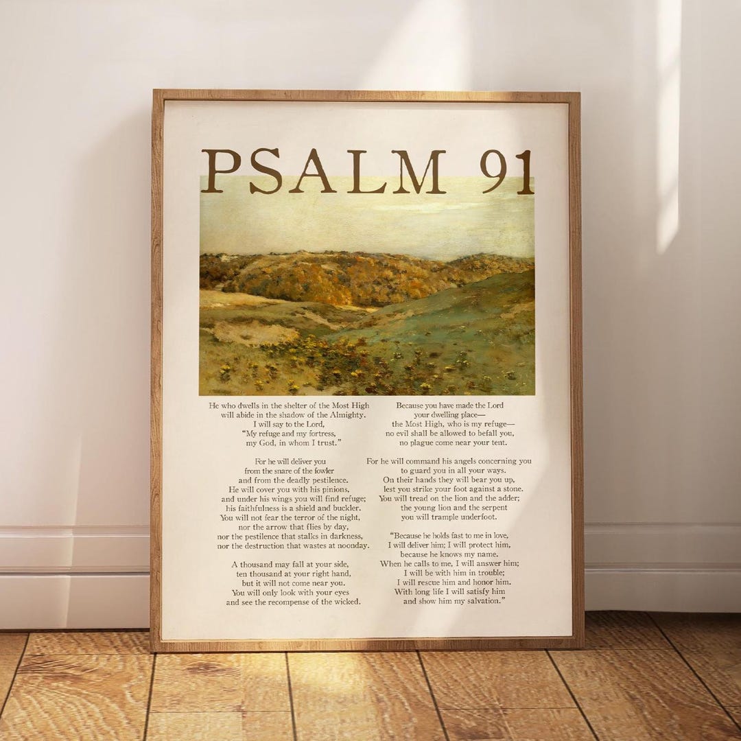 Psalm 91 Art Print, Trust in God, Scripture Artwork, Bible Verse ...