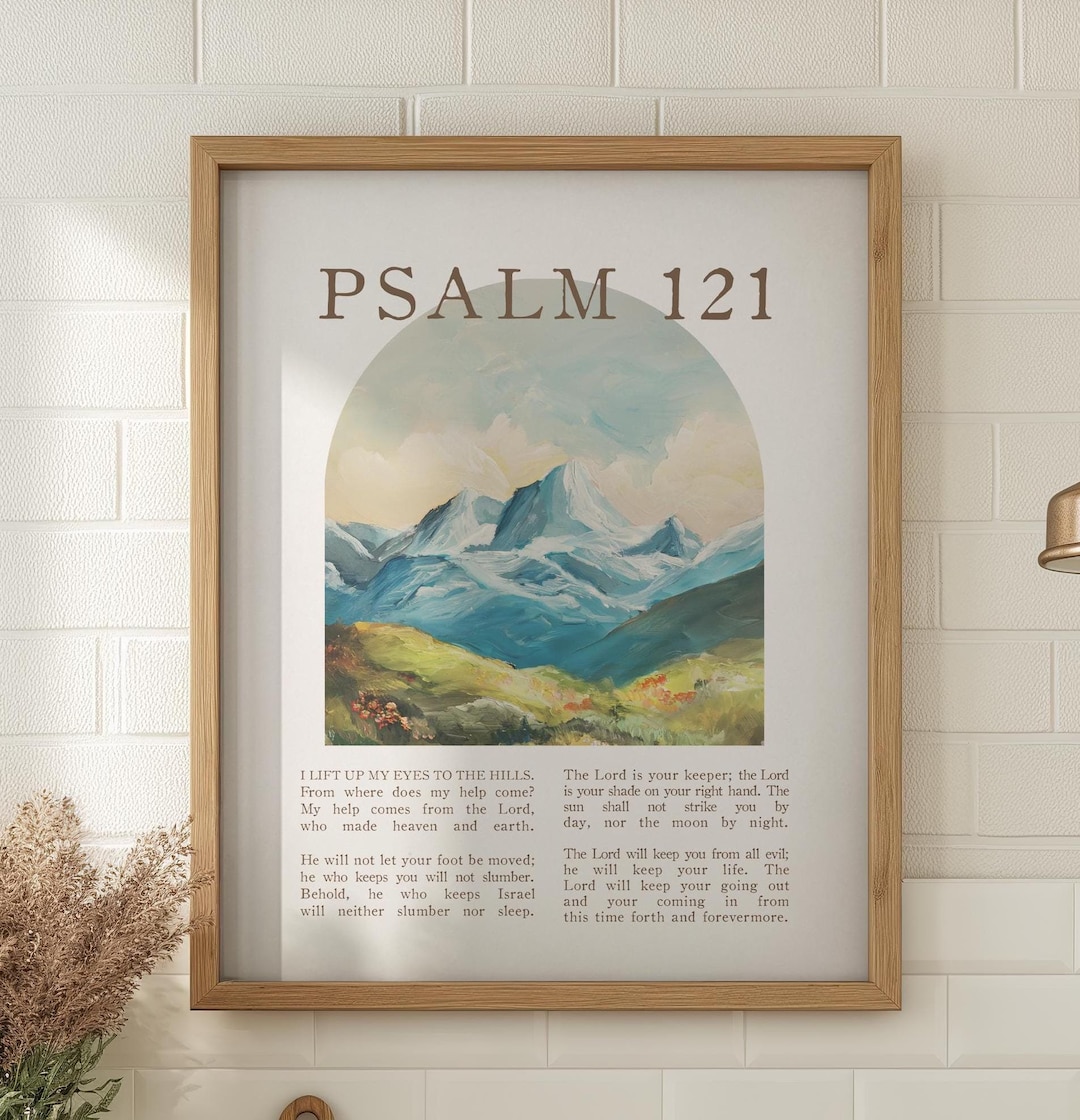 Psalm 121 Art, Lift My Eyes to the Hills Scripture Print, Mountain Oil ...