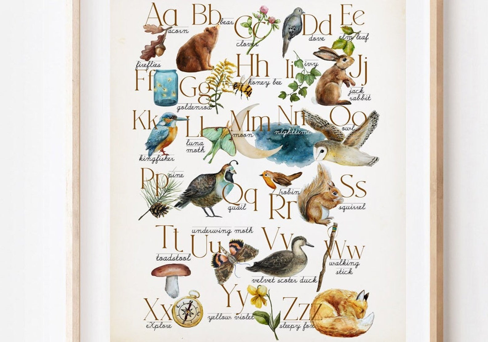 Woodland Alphabet Printable Forest Animals ABC Digital - Etsy
