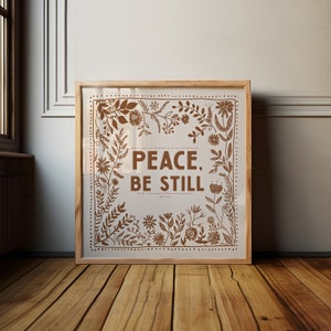 Peace Be Still, Scripture Wall Art Print, Mark 4:39 Artwork, Floral ...