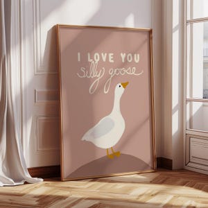 Silly Goose Print: Muted Pink Nursery Wall Art - Etsy