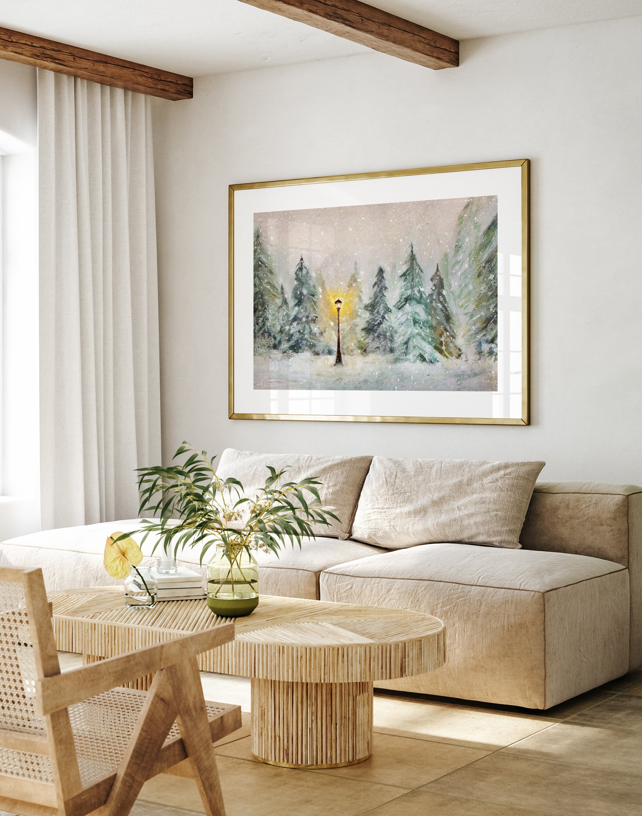 Narnia Lamppost, C.S. Lewis Print, Snow Pine Trees, Winter Wall Art ...