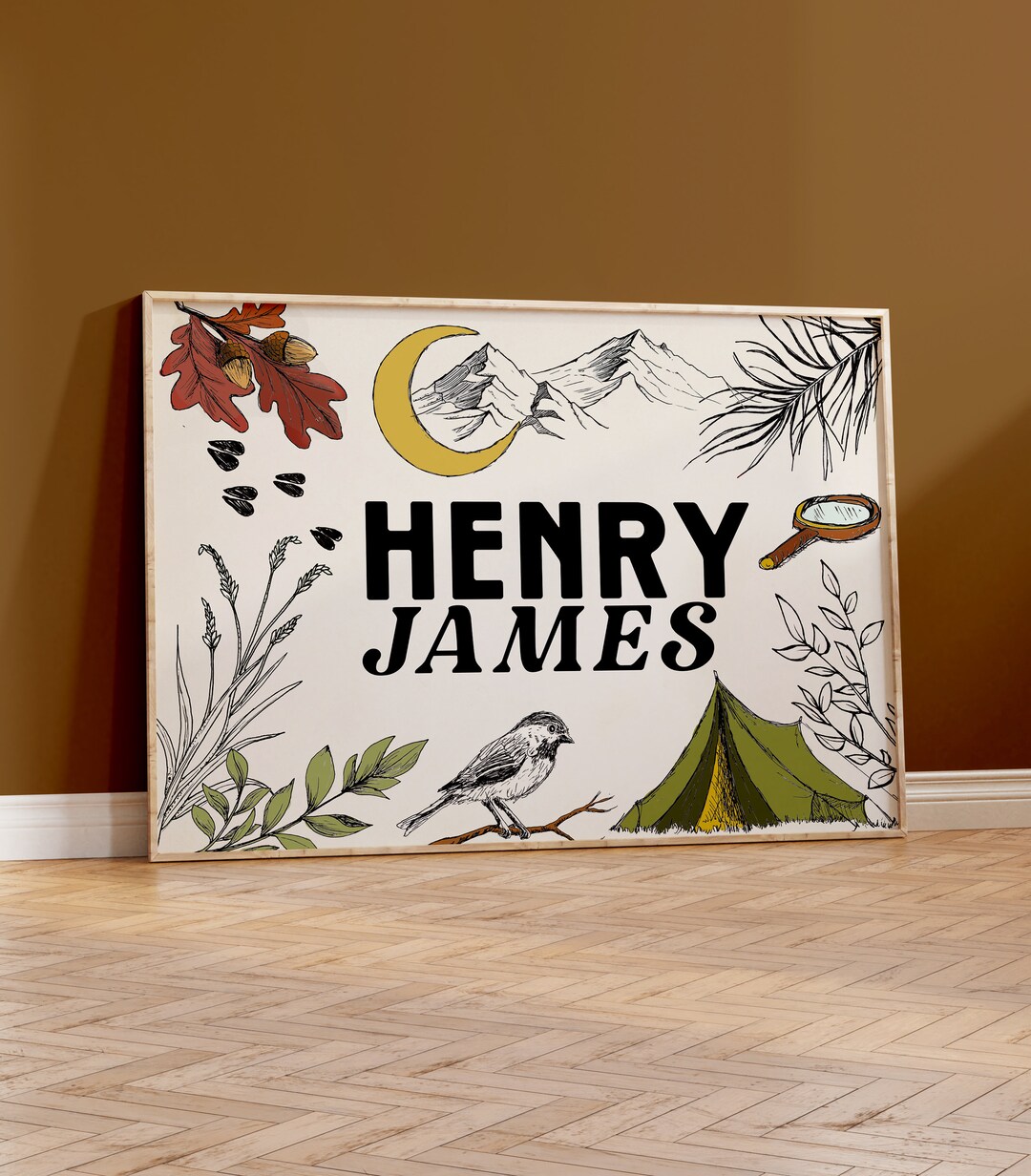 Custom Boys Name Forest Nursery Print, Camping Outdoors Theme Boy Room ...