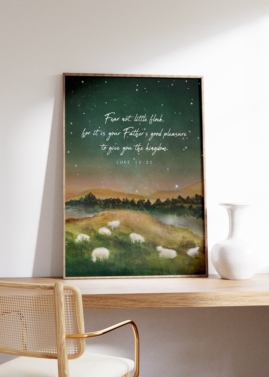 Scripture Nursery Print Gift, Luke 12:32, Flock of Sheep Watercolor Art ...