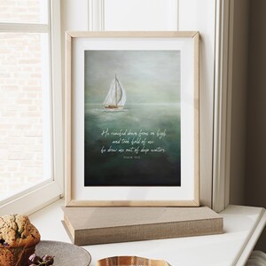 Scripture Painting, Encouraging Bible Verse Gift, Psalms 18:16, Deep ...
