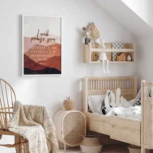 Fearfully and Wonderfully Made Wall Art, Scripture Nursery Print Gift ...