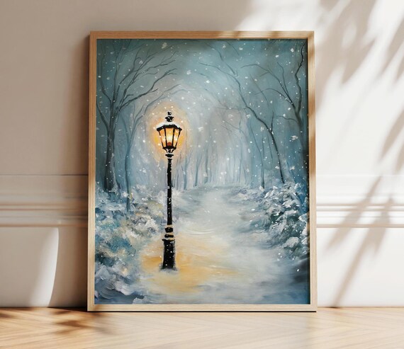 Lamp Post At Night Painting