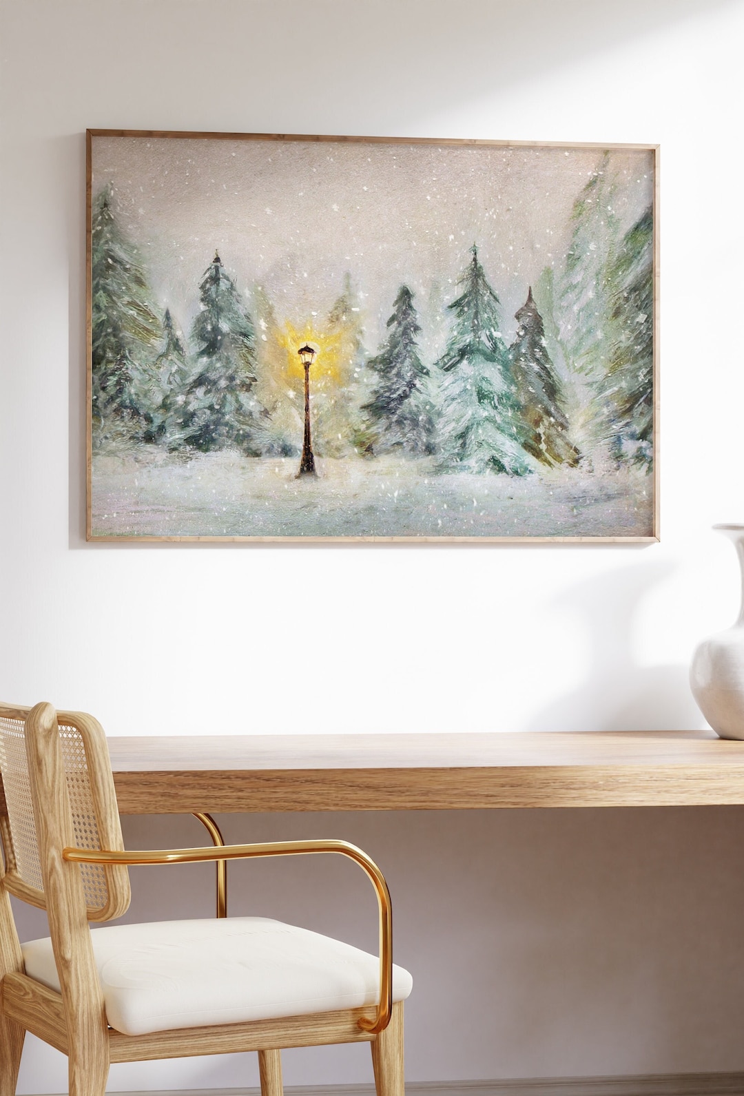 Narnia Lamppost, C.S. Lewis Print, Snow Pine Trees, Winter Wall Art ...