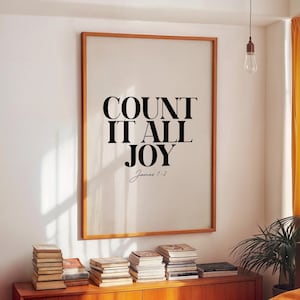 Count It All Joy Scripture Print, Minimal Neutral Bible Verse Art ...