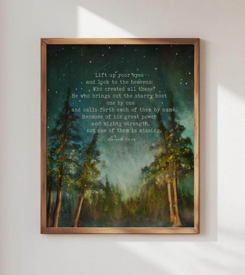 Isaiah 40:26 Wall Art, Bible Verse About Stars, Christian Scripture ...