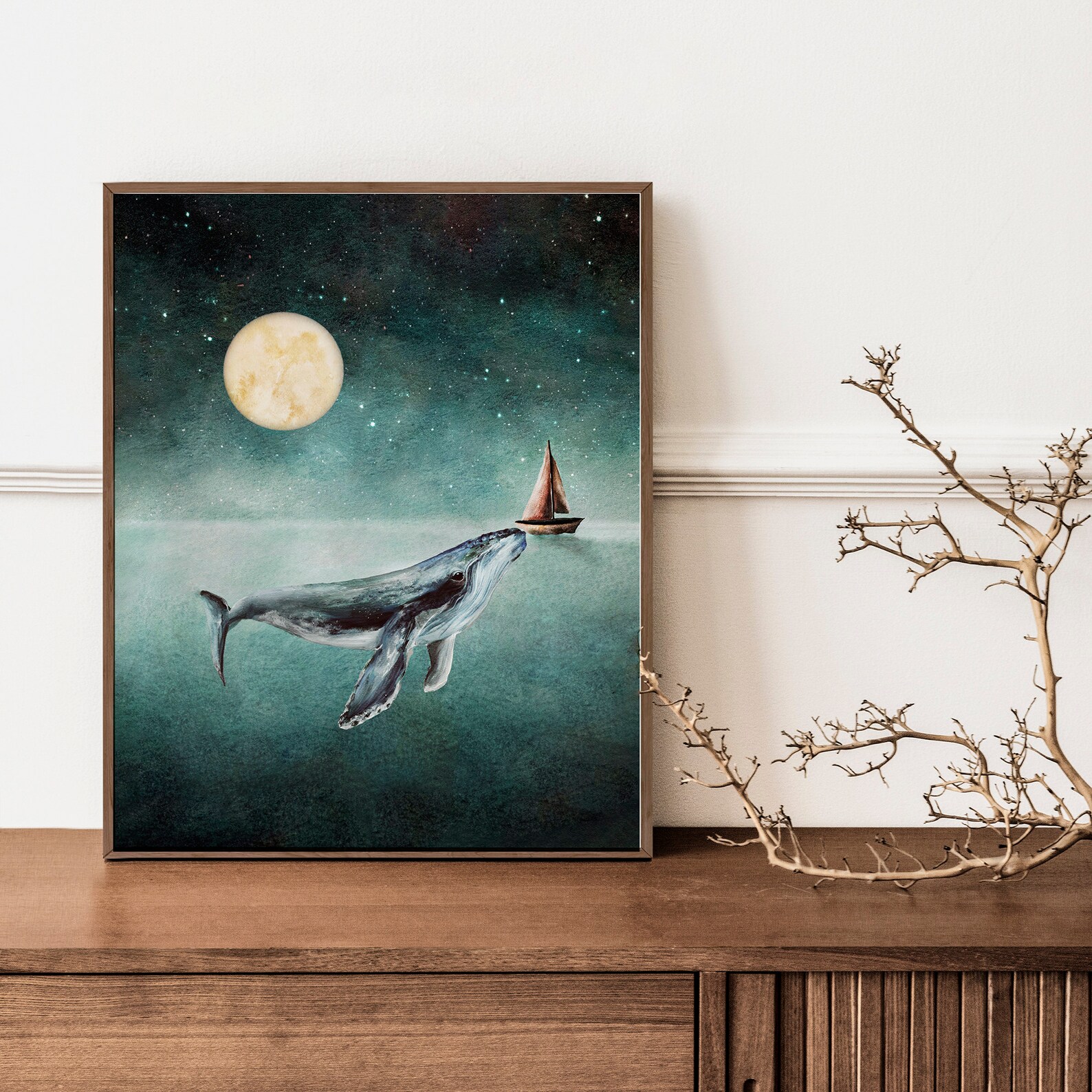 Whale Art Print for Home or Ocean Nursery Whimsical Whales - Etsy