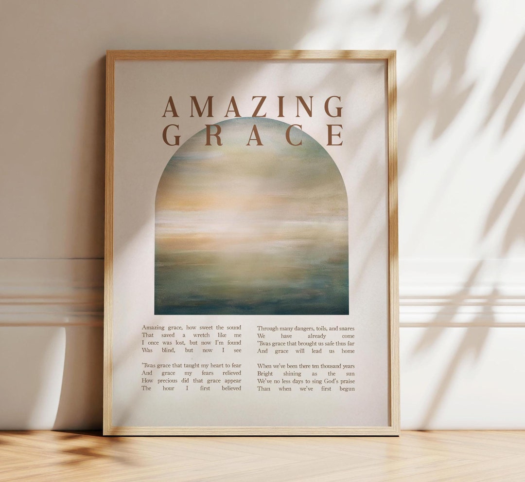 Amazing Grace Hymn Lyrics Print, Christian Song Wall Art, Original ...
