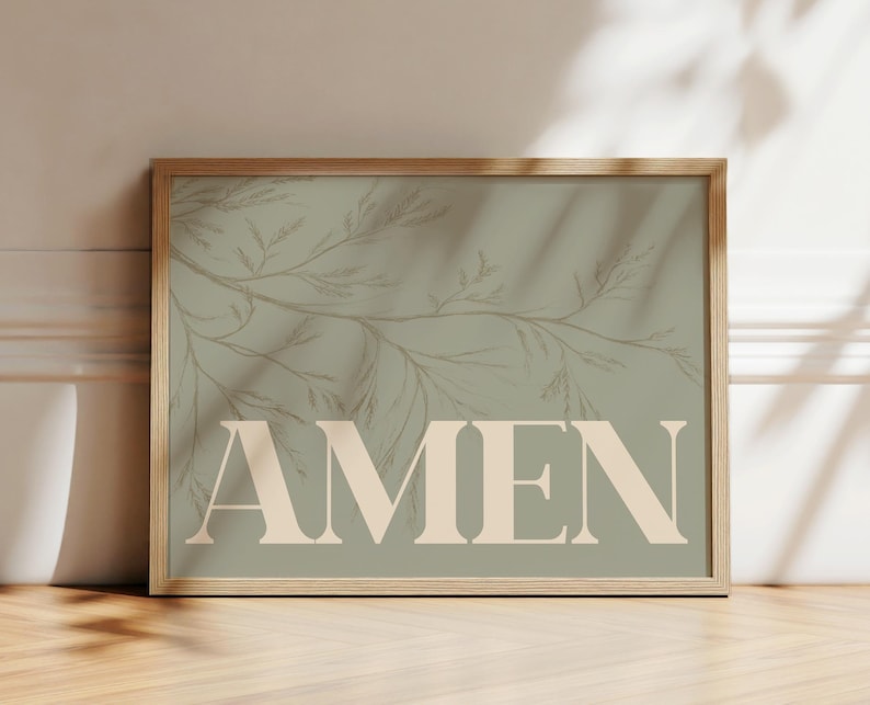 Amen Minimal Art Print, Christian Wall Art, Bible Verse Art, Dining ...
