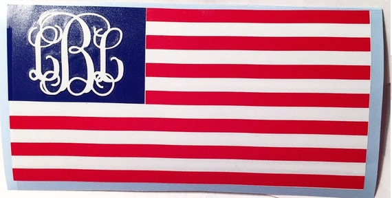 Items similar to American Flag Monogram Vinyl Decal on Etsy