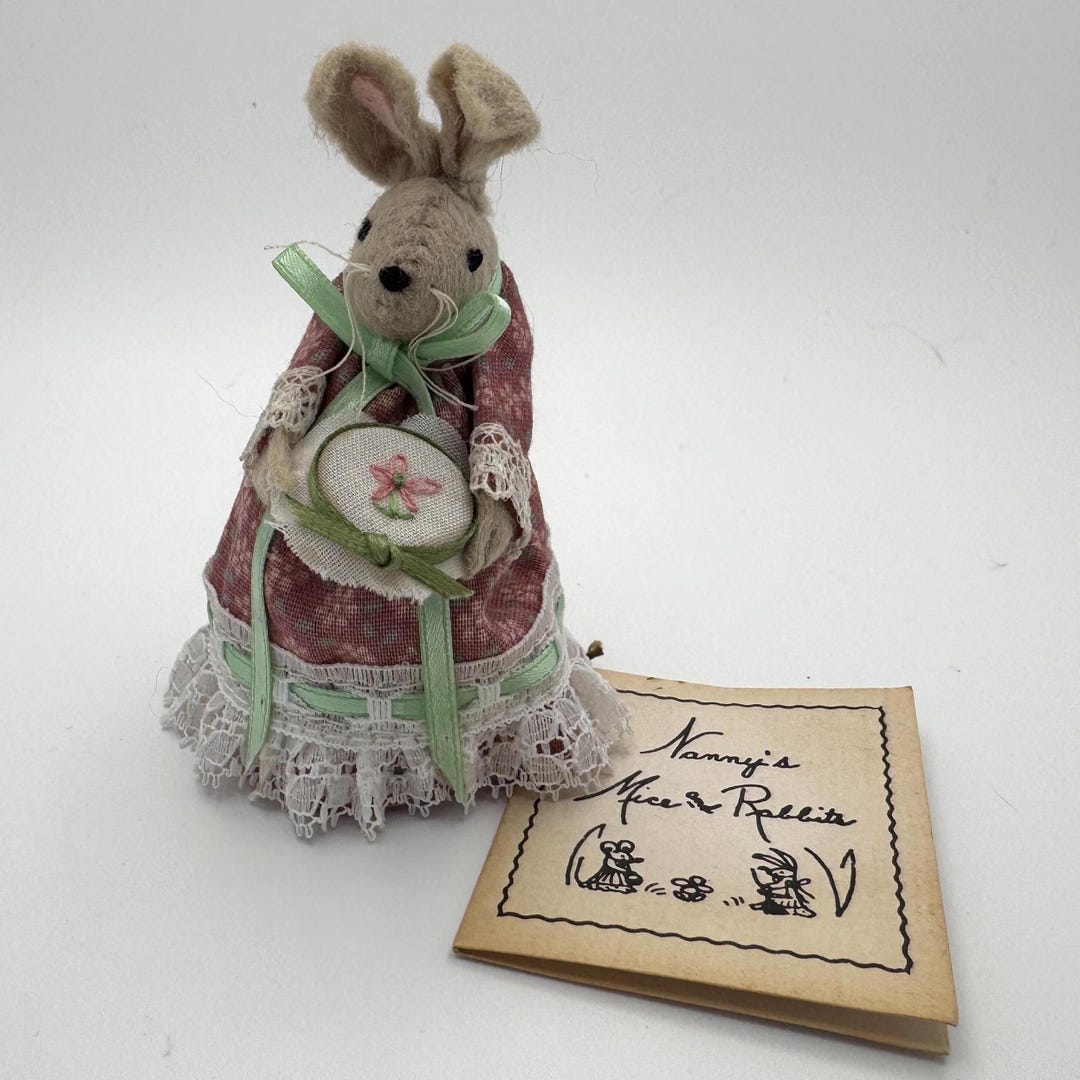 Vintage Nanny's Mice and Rabbits "embroiderer" Rabbit Plush Figurine - Etsy