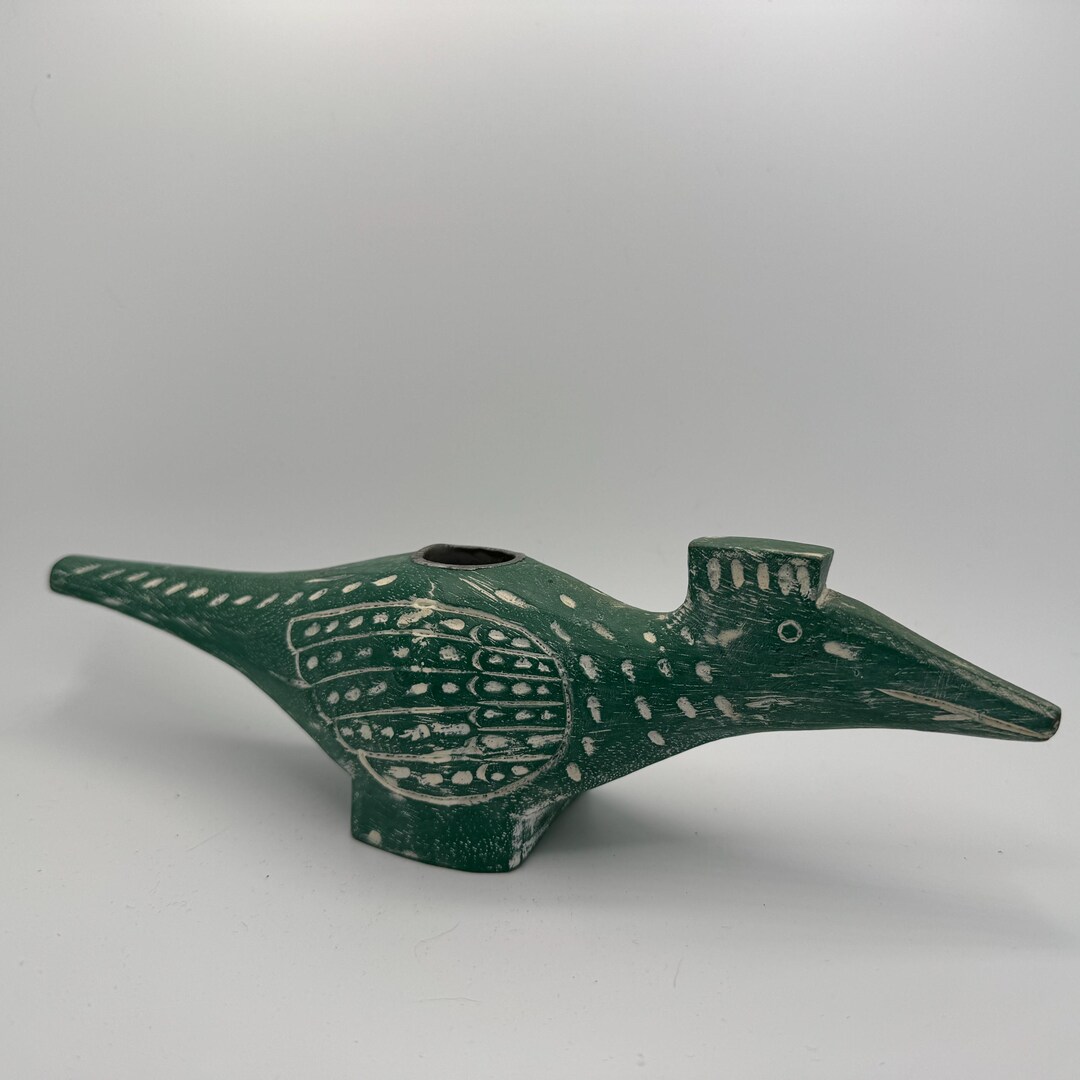 Vintage Rustic Wooden Pottery Barn Green Bird Candle Holder - Etsy