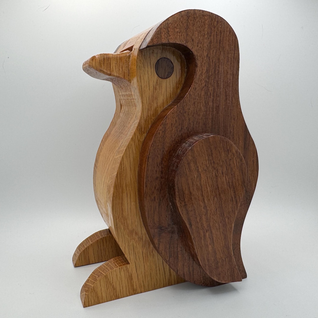 Vintage Handmade Wooden Penguin Piggy Bank - Etsy