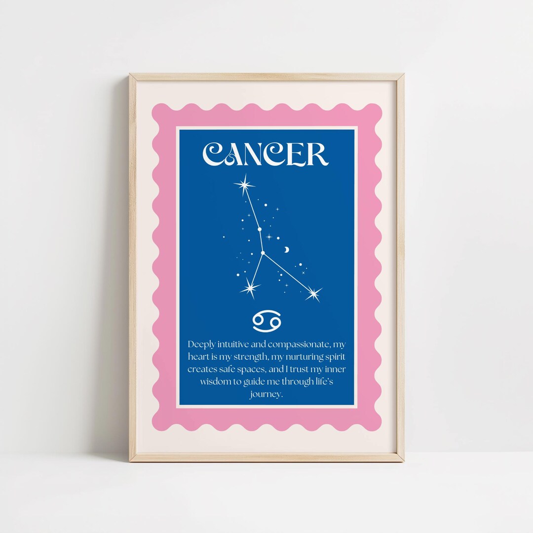 Cancer Zodiac Sign Art Print, Astrology Printable Poster, Astrology ...