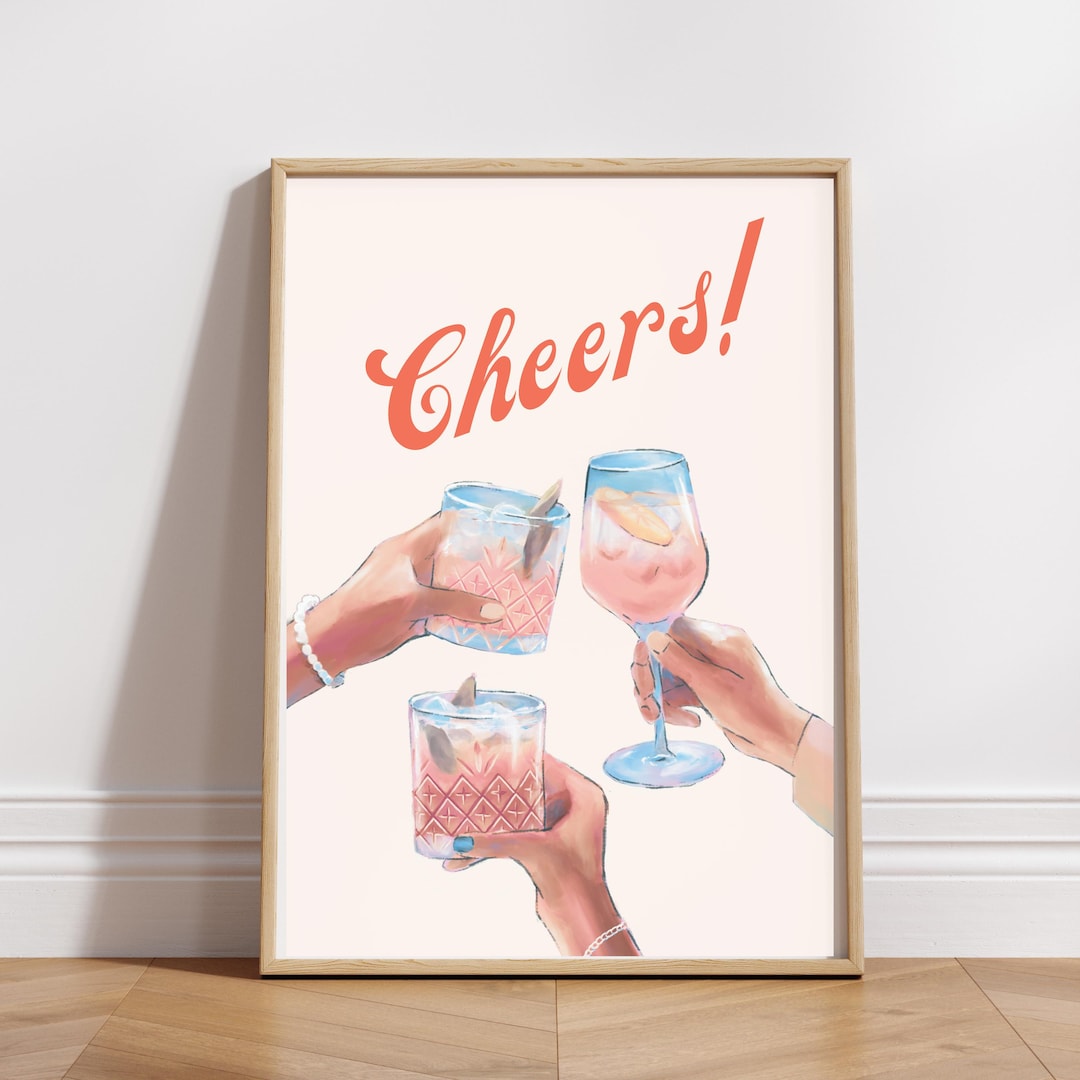Retro Cheers Art Print, Cheers Printable Decor, Vintage Inspired Wall ...