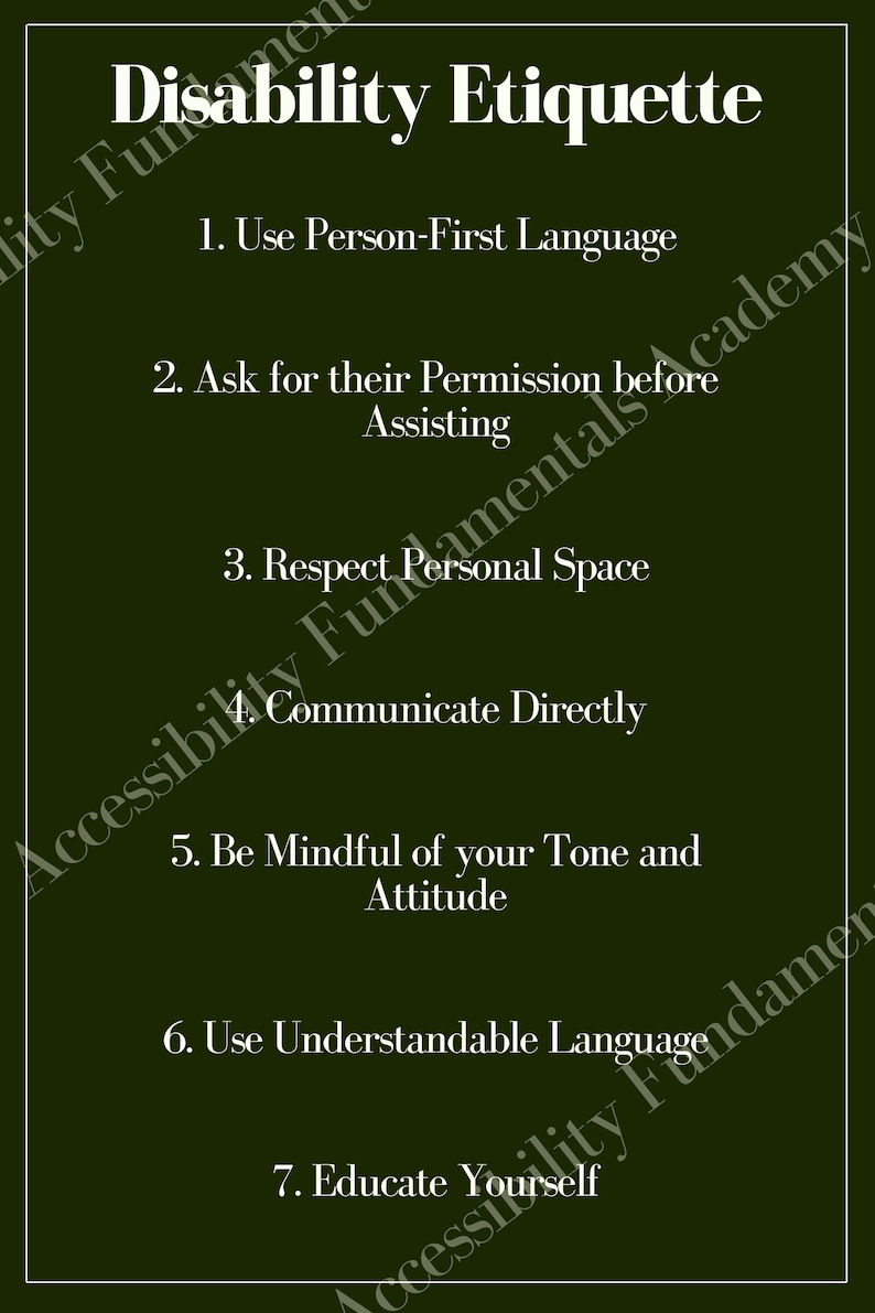 Disability Etiquette Poster 24x36in: Essential Social Practices for ...