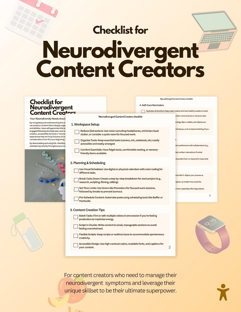 Checklist for Neurodivergent Content Creators - Etsy
