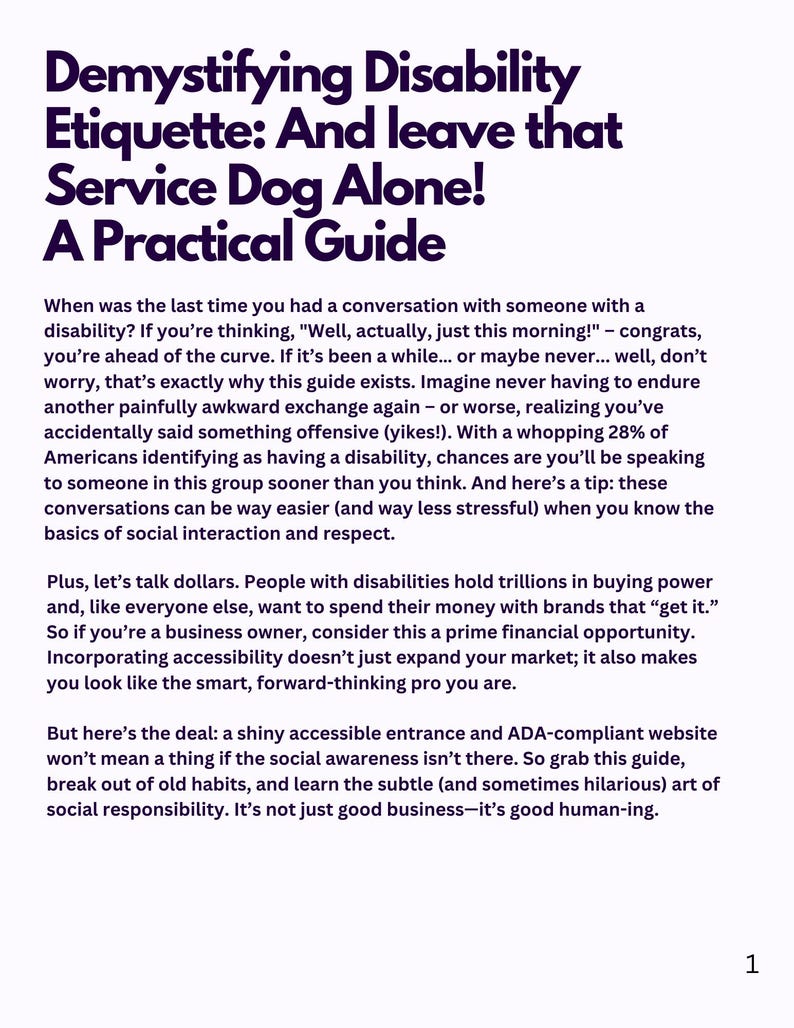 Demystifying Disability Etiquette: and Leave That Service Dog Alone A ...