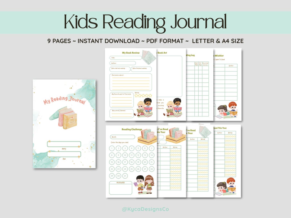 Kids Reading Journal, Pastel Book Tracker, Reading Log and Book Review ...