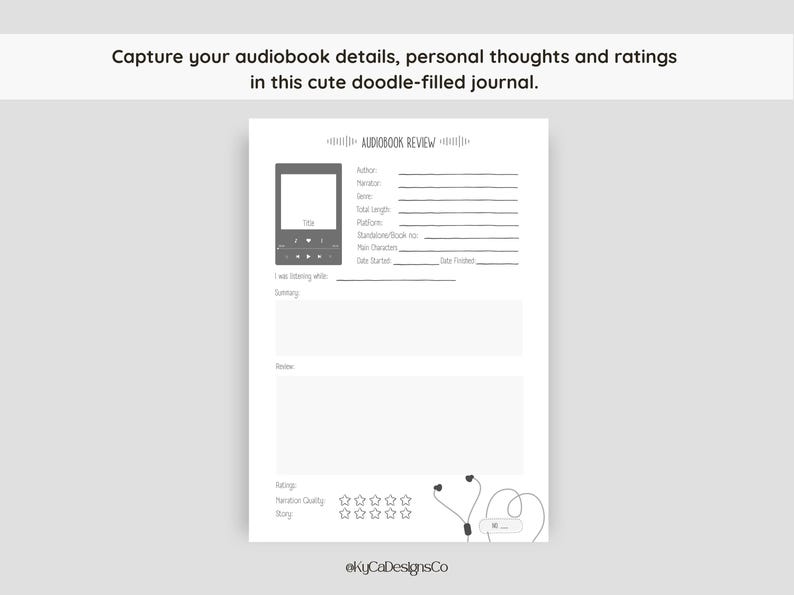 Audiobook Journal Template, Printable Listening Book Tracker With TBR ...