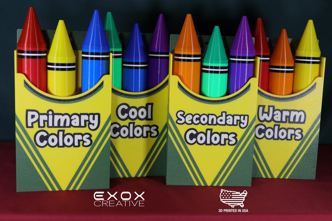 3D Printed Crayon Box Set: Art Room Decor, Oversized Crayons - Etsy