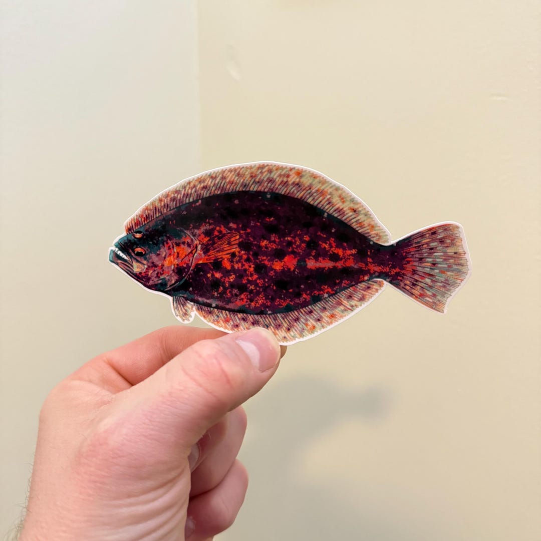 5 Inch Flounder Sticker Die Cut Fishing Decal for Tackle Boxes, Boats ...